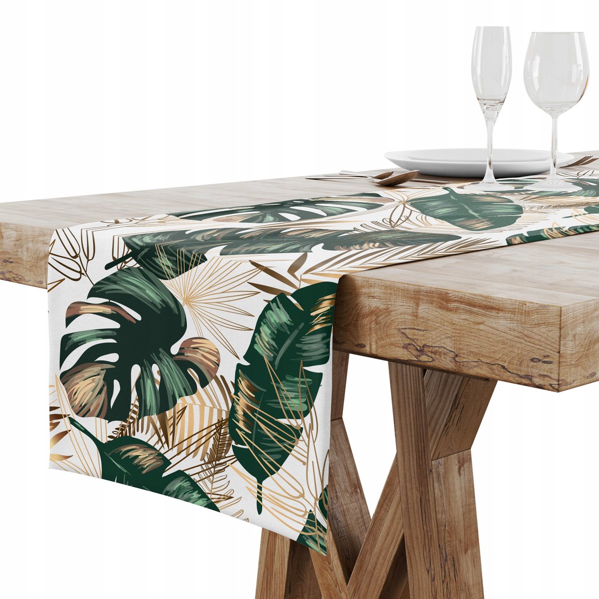 BIEŻNIK OBRUS NA STÓŁ MATOWY GŁADKI 40x200 PALMA TROPIKALNE LIŚCIE 001 ...