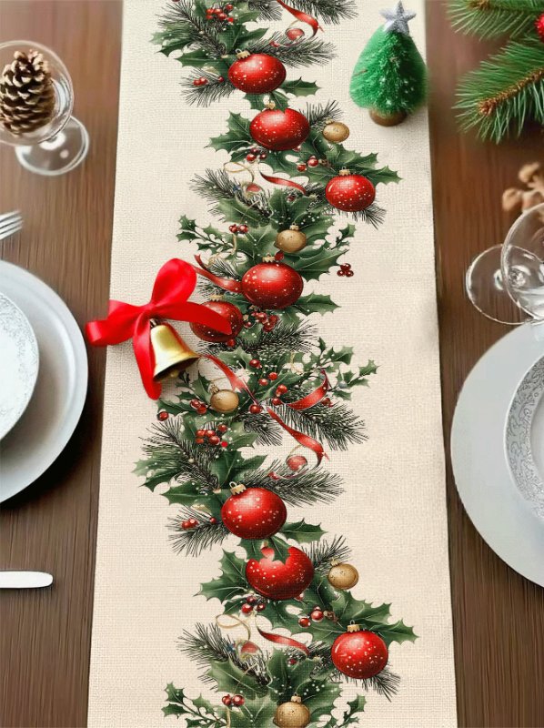 Bieżnik świąteczny Boże Narodzenie na Święta Choinki LNIANY splot 183x33 - Inna marka | Sklep ...