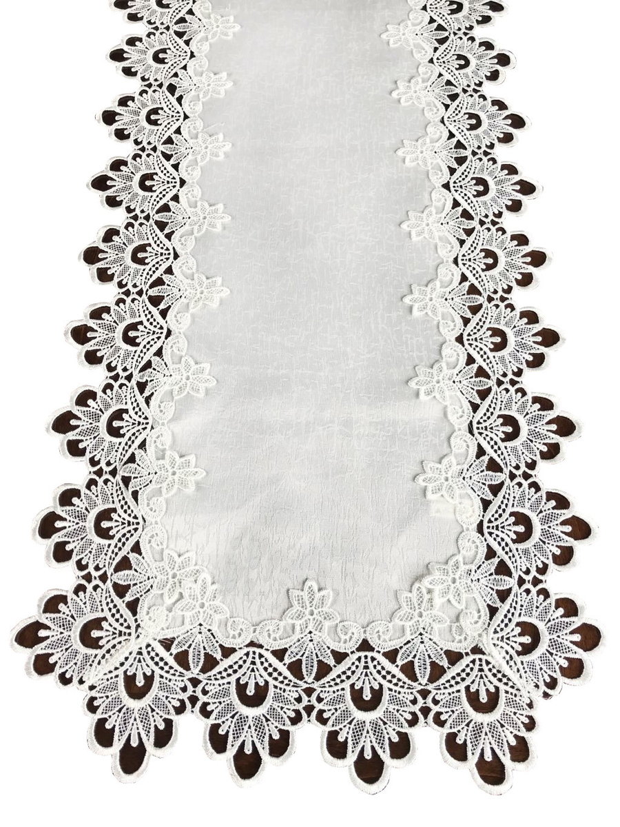 Bieżnik Z Gipiurą, 30X60, Biały Geometryczny, G01-01-Pr - Dekorart | Sklep EMPIK.COM