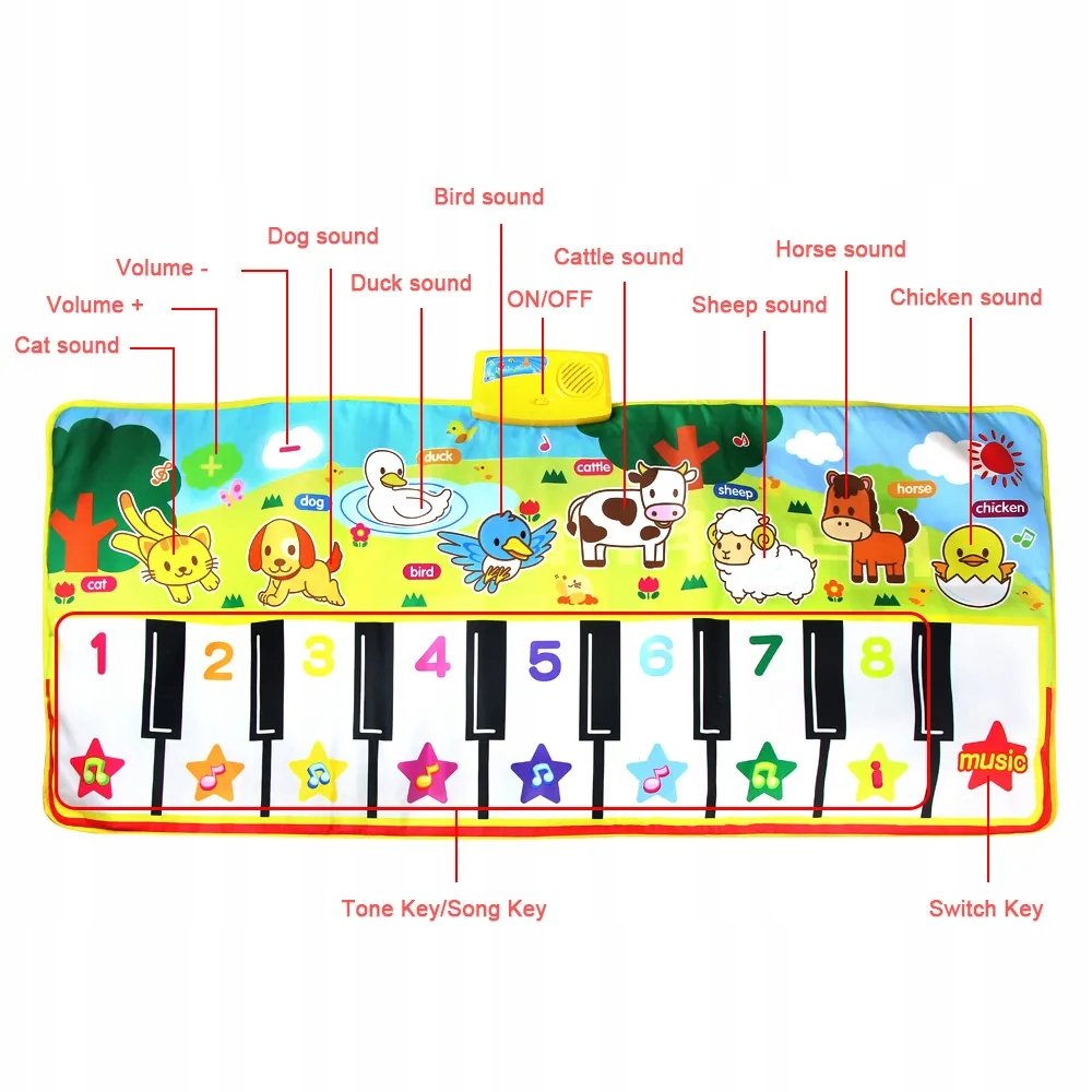Big Size Baby Musical Mat Toys Piano Toy Infantil Music Playing Mat ...