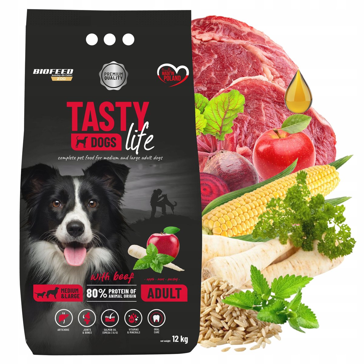 BIOFEED TASTY DOGS LIFE Medium Large Wołowina karma dla psa sucha 12 kg - Biofeed | Sklep EMPIK.COM