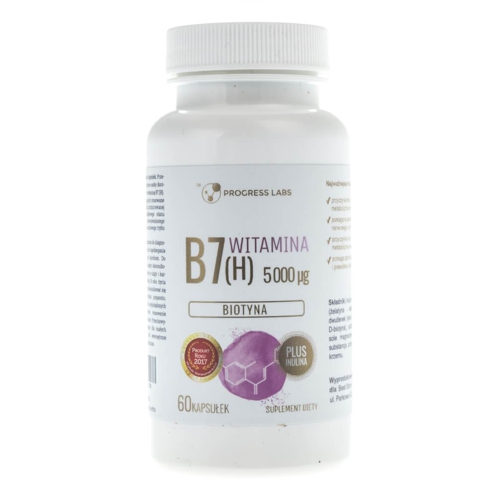 Biotyna Witamina B7 (H) 5000 µg PROGRESS LABS, Suplement diety, 60 kaps ...