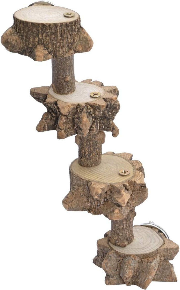 Bird Platform Perch Playground for Budgie Parakeet, Cage Natural Wood ...