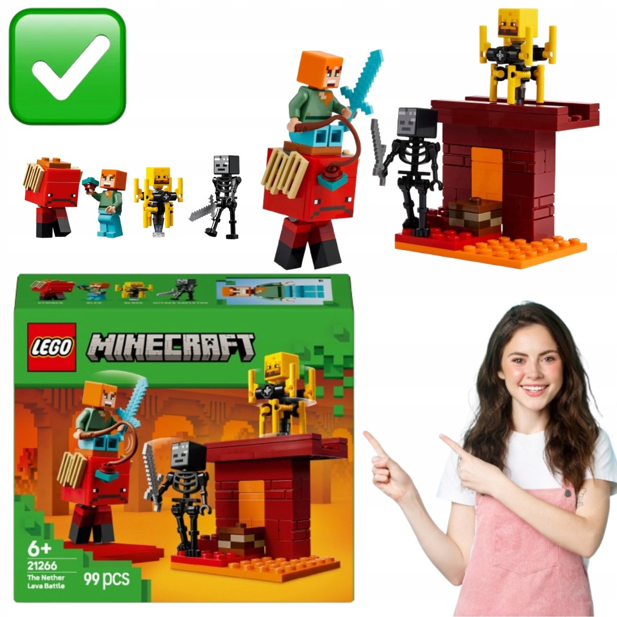 BITWA NA MOŚCIE NETHERU LEGO MINECRAFT 21266 ZESTAW PREZENT DLA DZIECKA ...