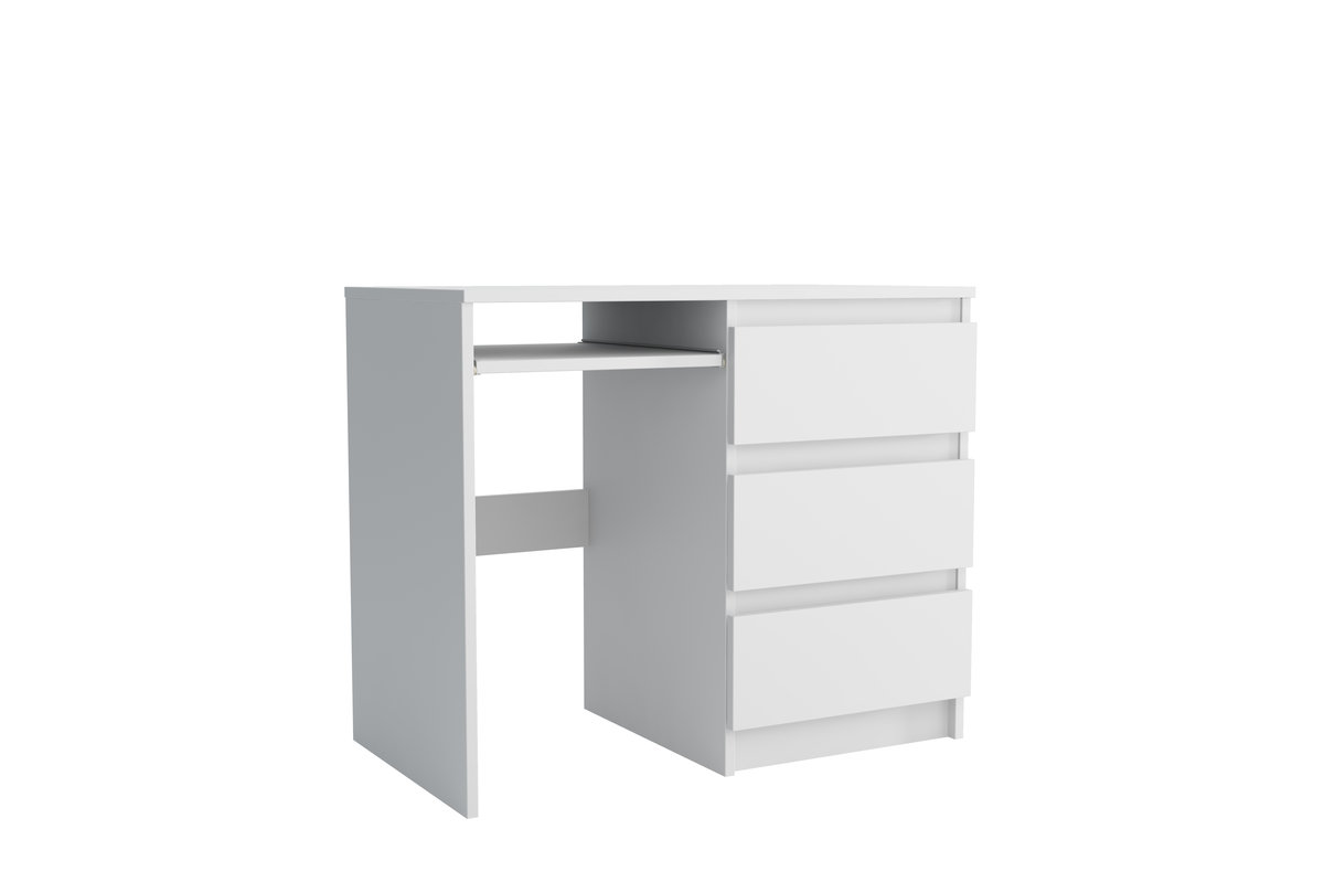 Biurko AURA 2, z szufladami i wysuwanym blatem, białe - 90 cm - Adams ...
