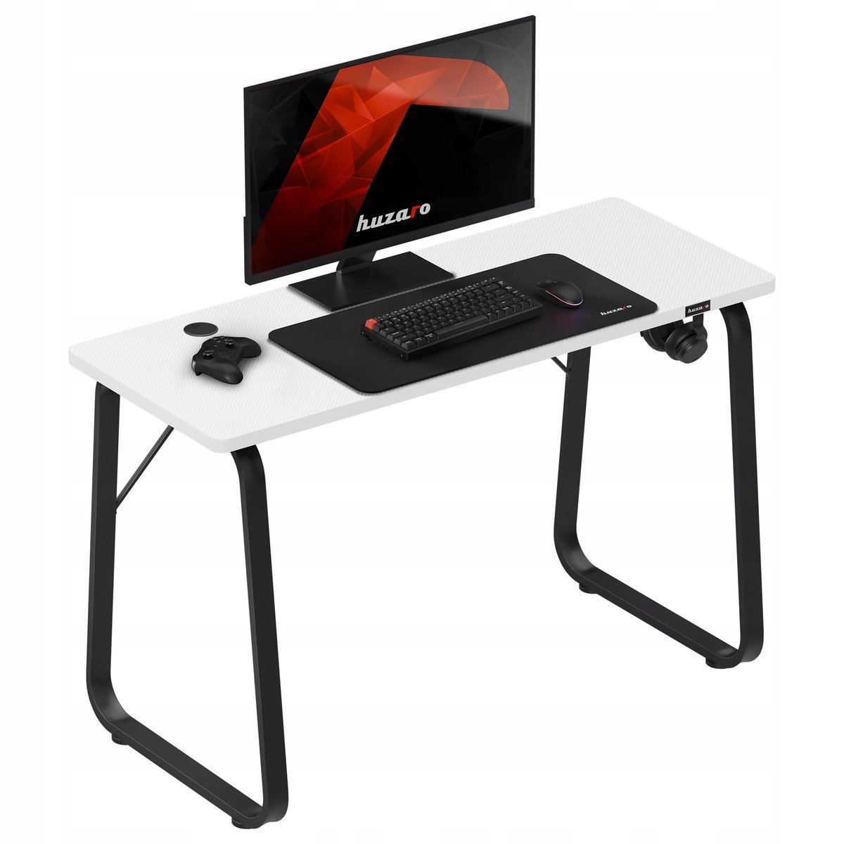 Biurko do gabinetu gamingowe Huzaro Hero 1.5 White zaokrąglone krawędzie, kompaktowe - Huzaro ...