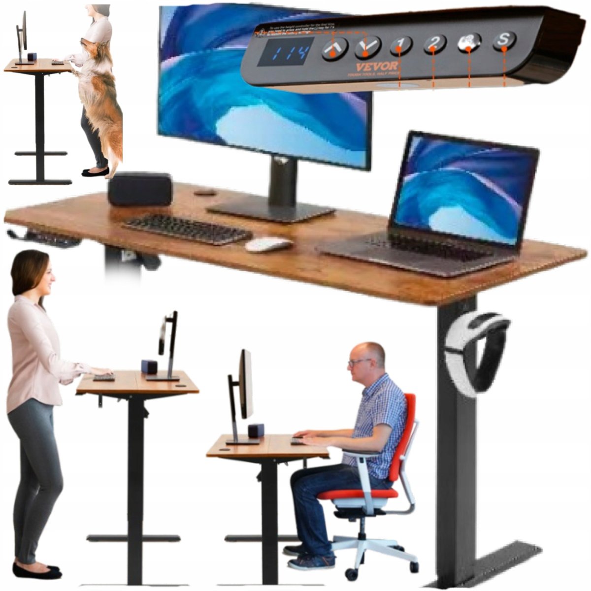 biurko elektryczne regulowane z regulacją wysokości podnoszone 120x60 ...