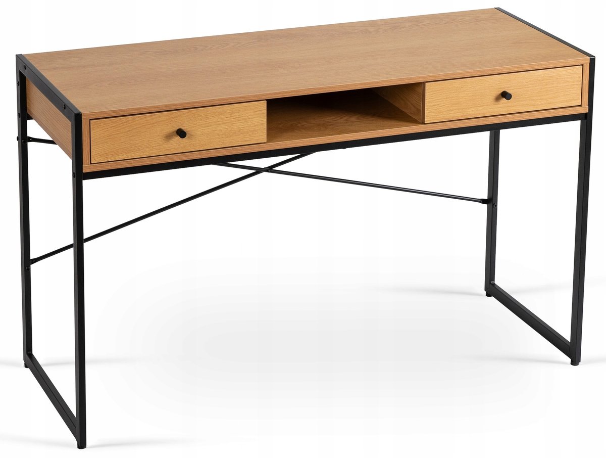 Biurko Loft Industrialne Biurowe Z Szufladami Prostokątne Dąb Złoty ...