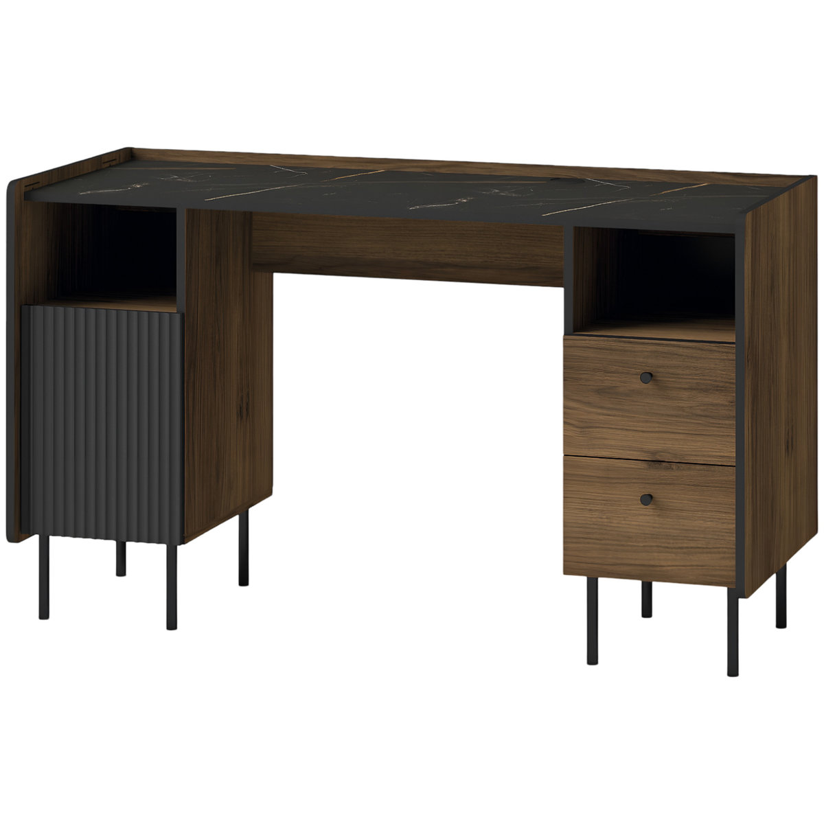 BIURKO Prestigo 1D2S Orzech/Czarny Mat - G+K MEBLE | Sklep EMPIK.COM