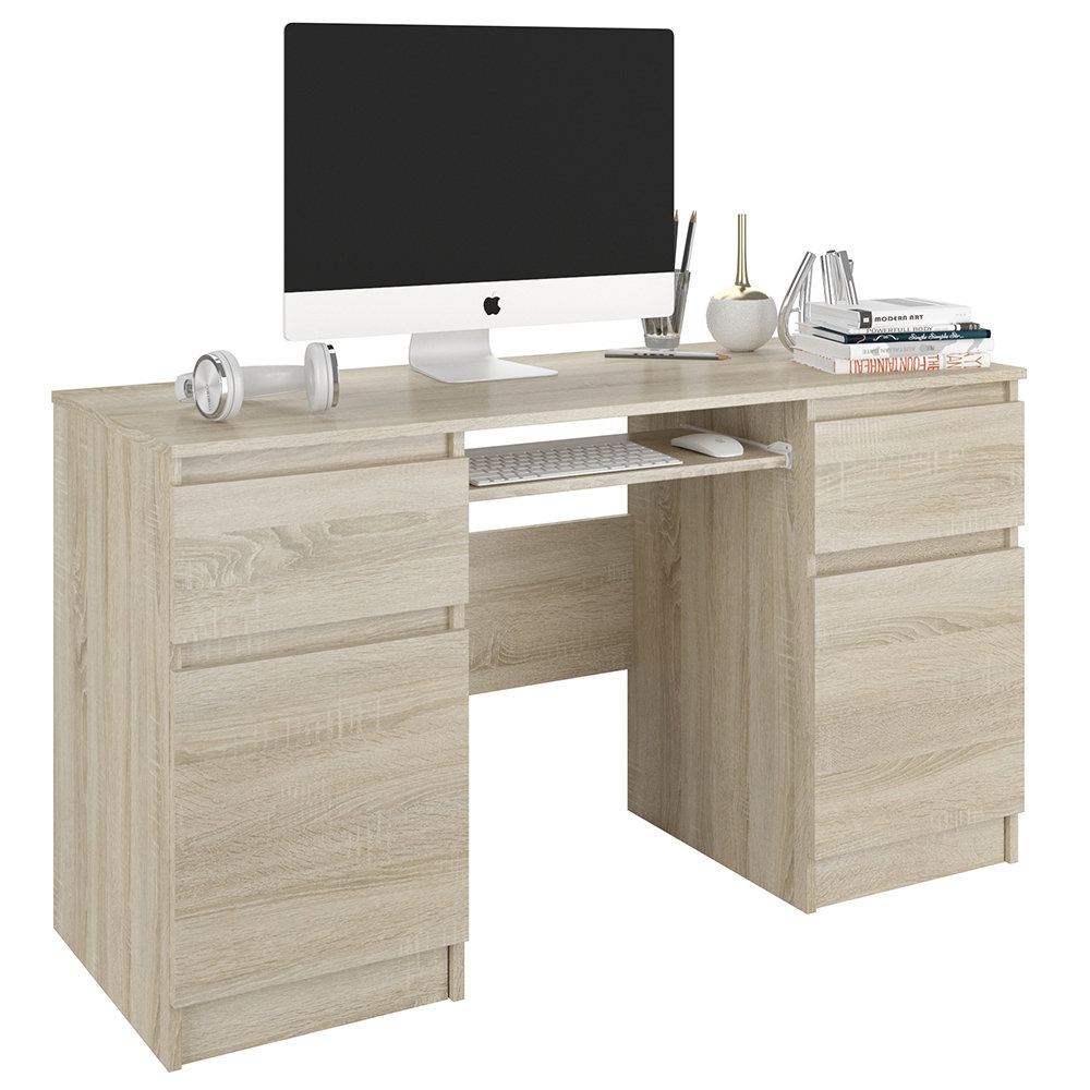 Biurko prostokątny Mobene Modern 135 x 50 x 76 cm dąb sonoma - Mobene ...
