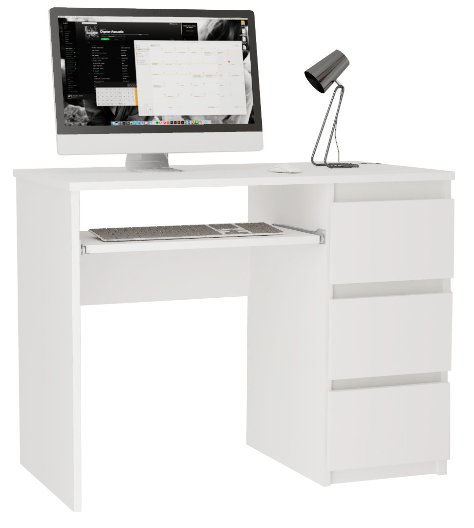 Biurko Wysuwana Półka Białe - EuroMeble | Sklep EMPIK.COM