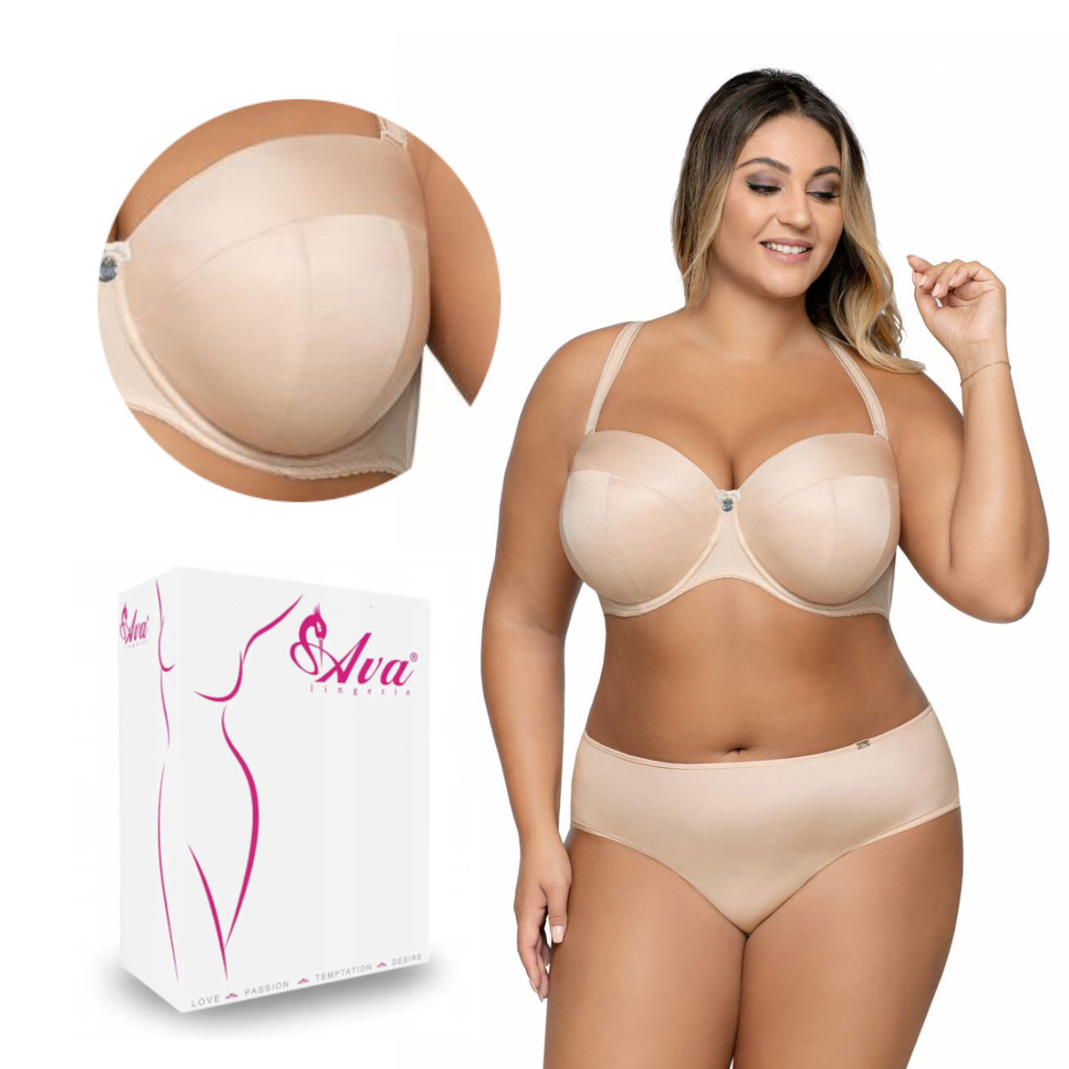 Biustonosz bardotka AV 1787 beżowy 65I - AVA | Moda Sklep EMPIK.COM