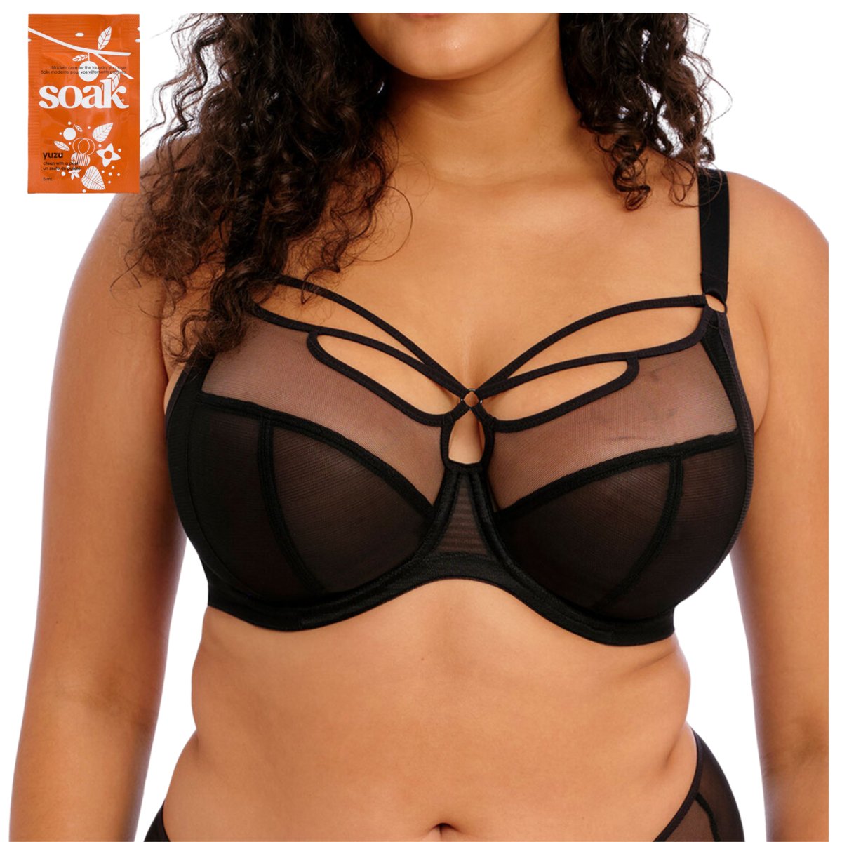 Biustonosz Elomi Sachi Uw Plunge soft z paskami Czarny - 34GG/75J - Elomi | Moda Sklep EMPIK.COM