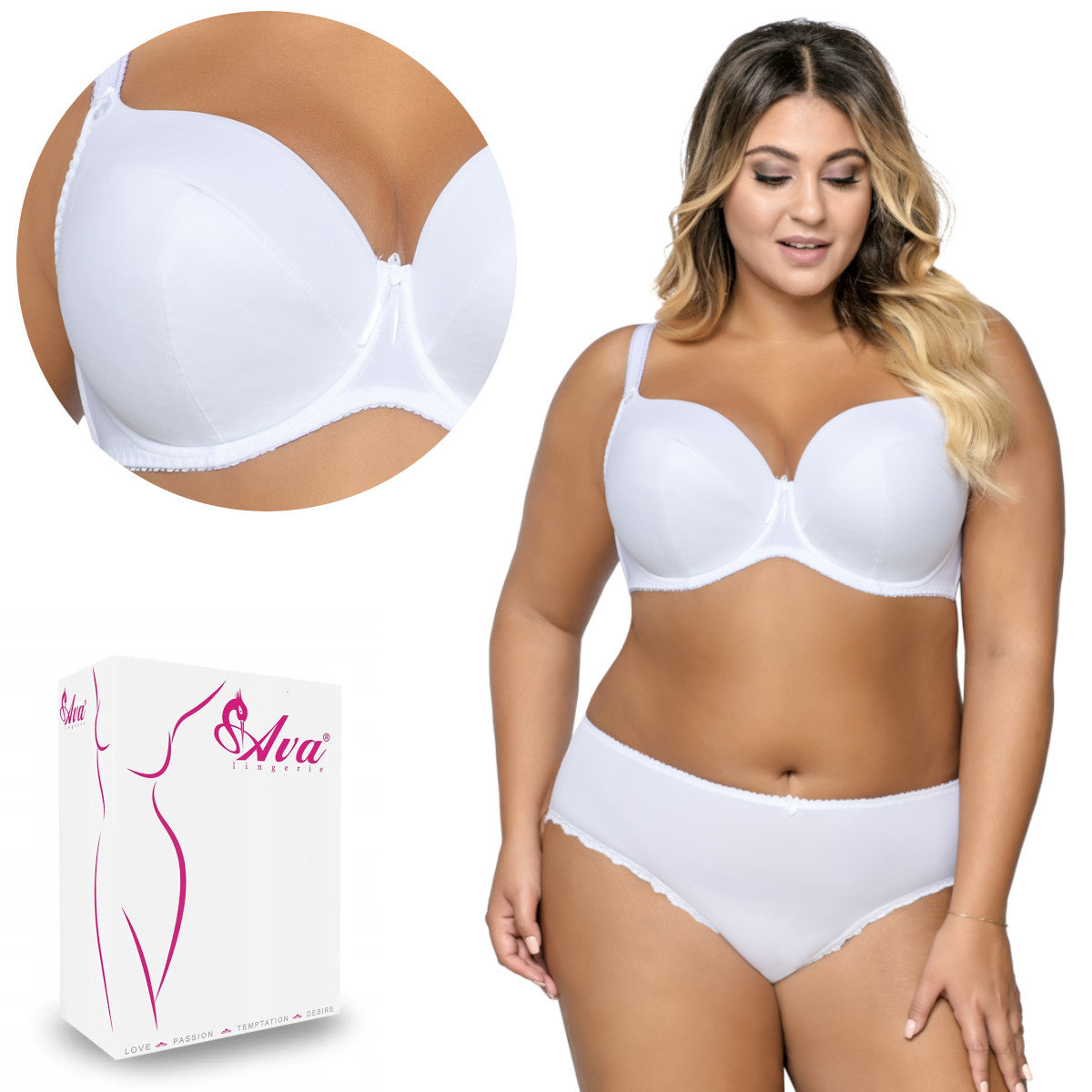 Biustonosz Full Cup AV 1263 biały 90G - AVA | Moda Sklep EMPIK.COM