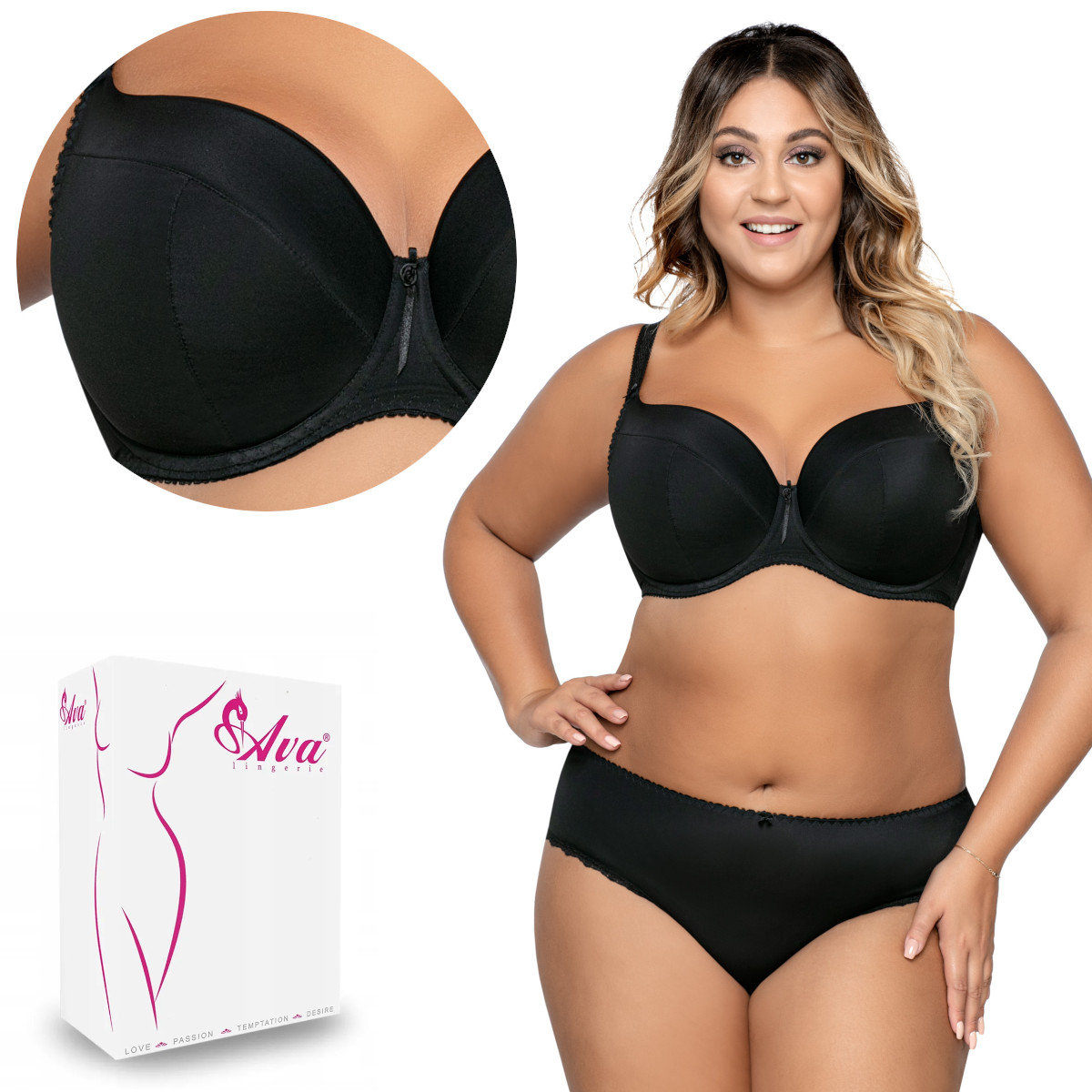 Biustonosz Full Cup AV 1263 czarny 75J - AVA | Moda Sklep EMPIK.COM