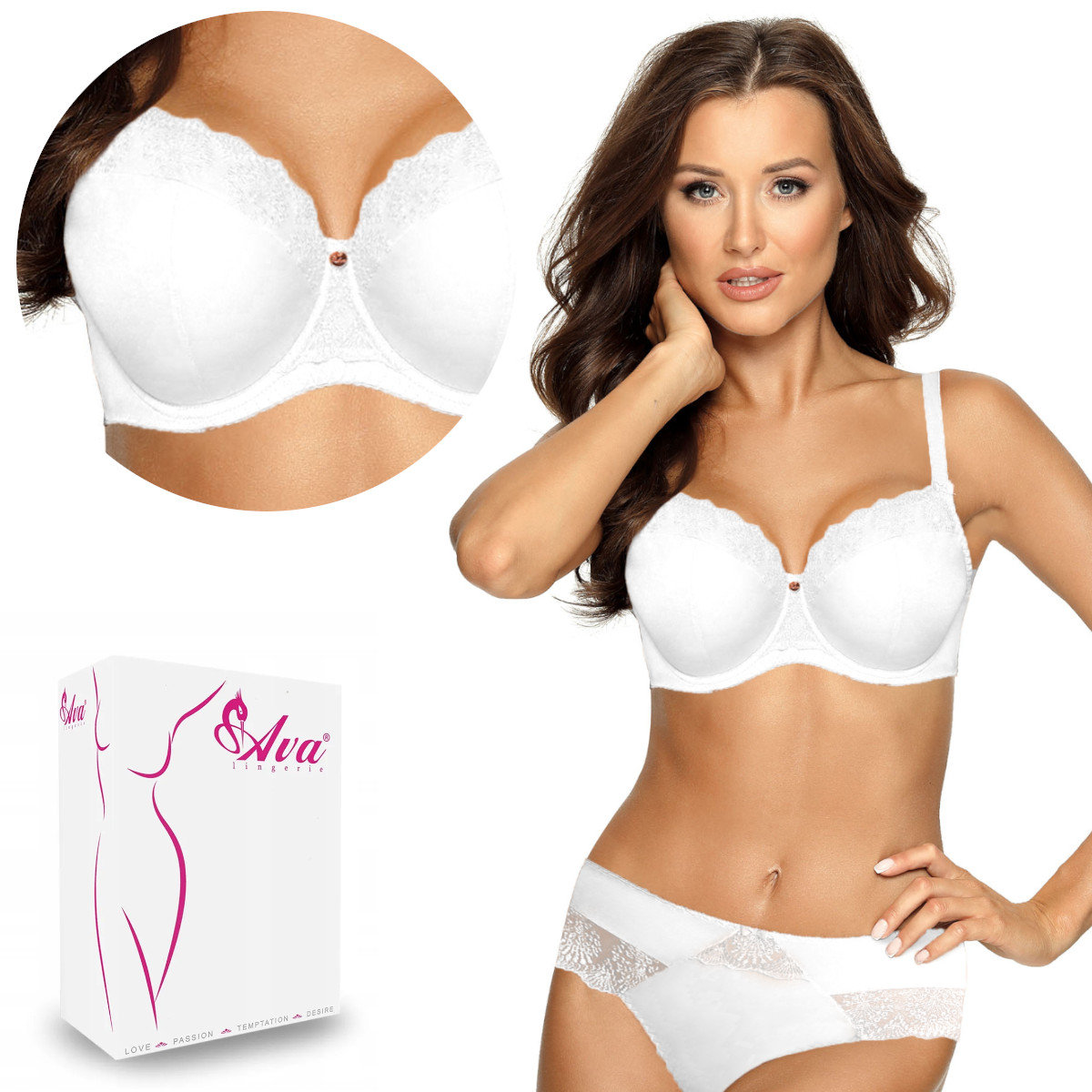 Biustonosz Full Cup AV 1924 usztywniany biały 75K - AVA | Moda Sklep EMPIK.COM