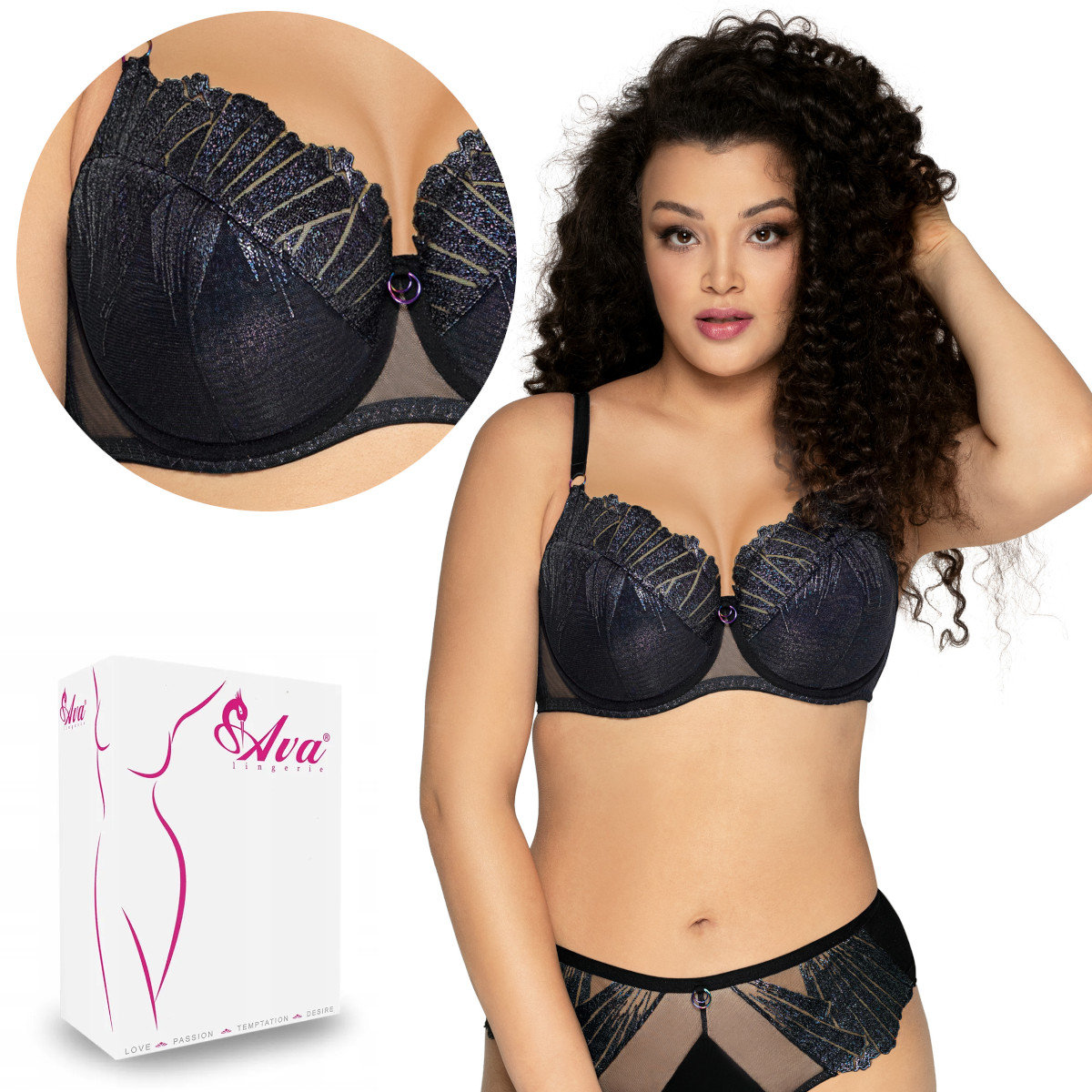 Biustonosz Full Cup AV 1952 usztywniany czarny 105F - AVA | Moda Sklep EMPIK.COM