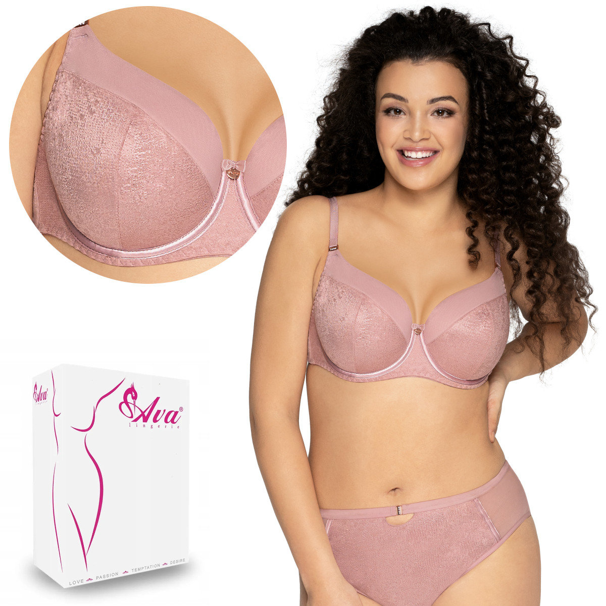 Biustonosz Full Cup AV 1961 usztywniany pudrowy 80G - AVA | Moda Sklep EMPIK.COM