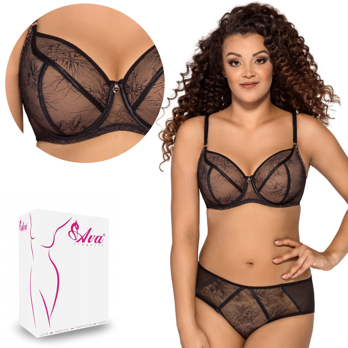 Biustonosz Full Cup AV 1995 usztywniający czarny 65F - AVA | Moda Sklep EMPIK.COM