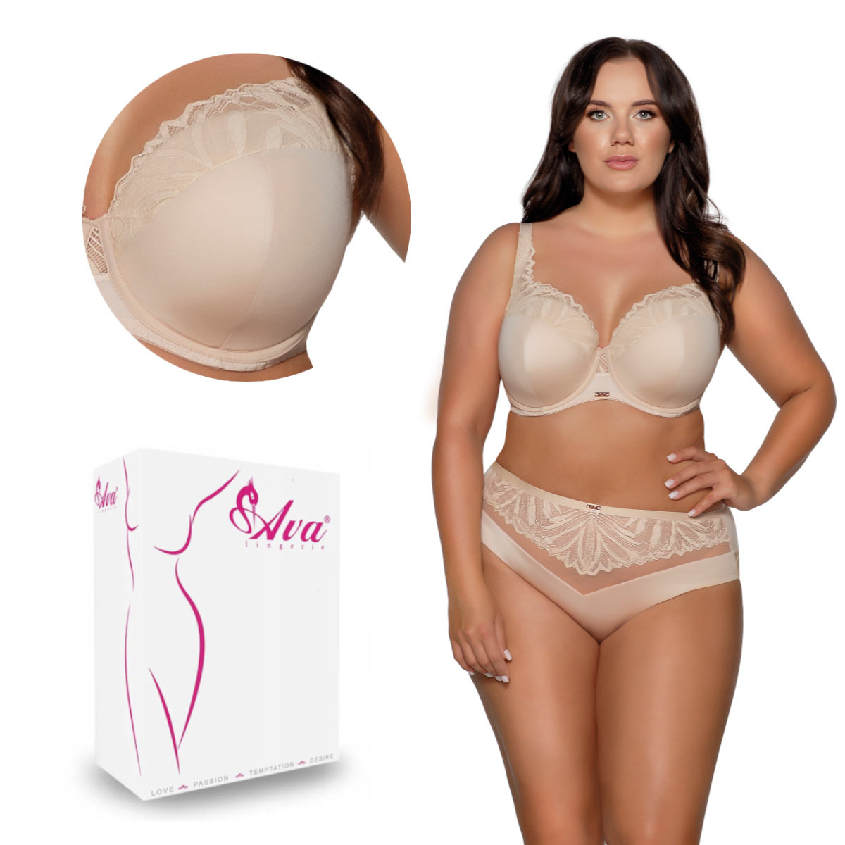 Biustonosz Full Cup AV 2107 usztywniany beżowy 100G - AVA | Moda Sklep EMPIK.COM