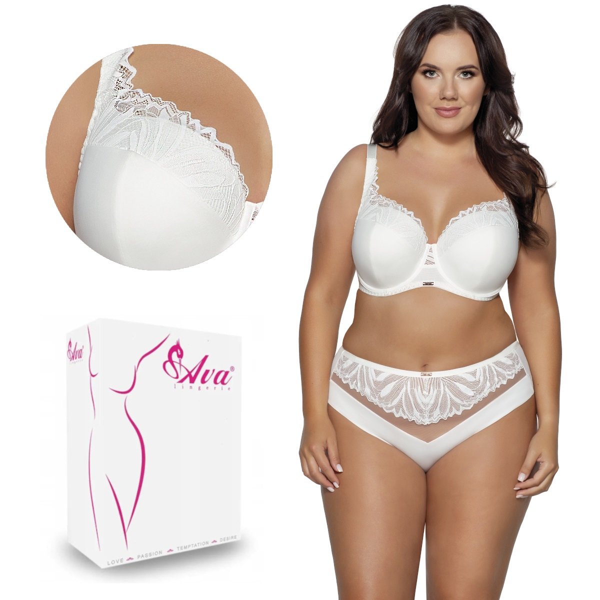 Biustonosz Full Cup AV 2107 usztywniany ecru 90G - AVA | Moda Sklep EMPIK.COM