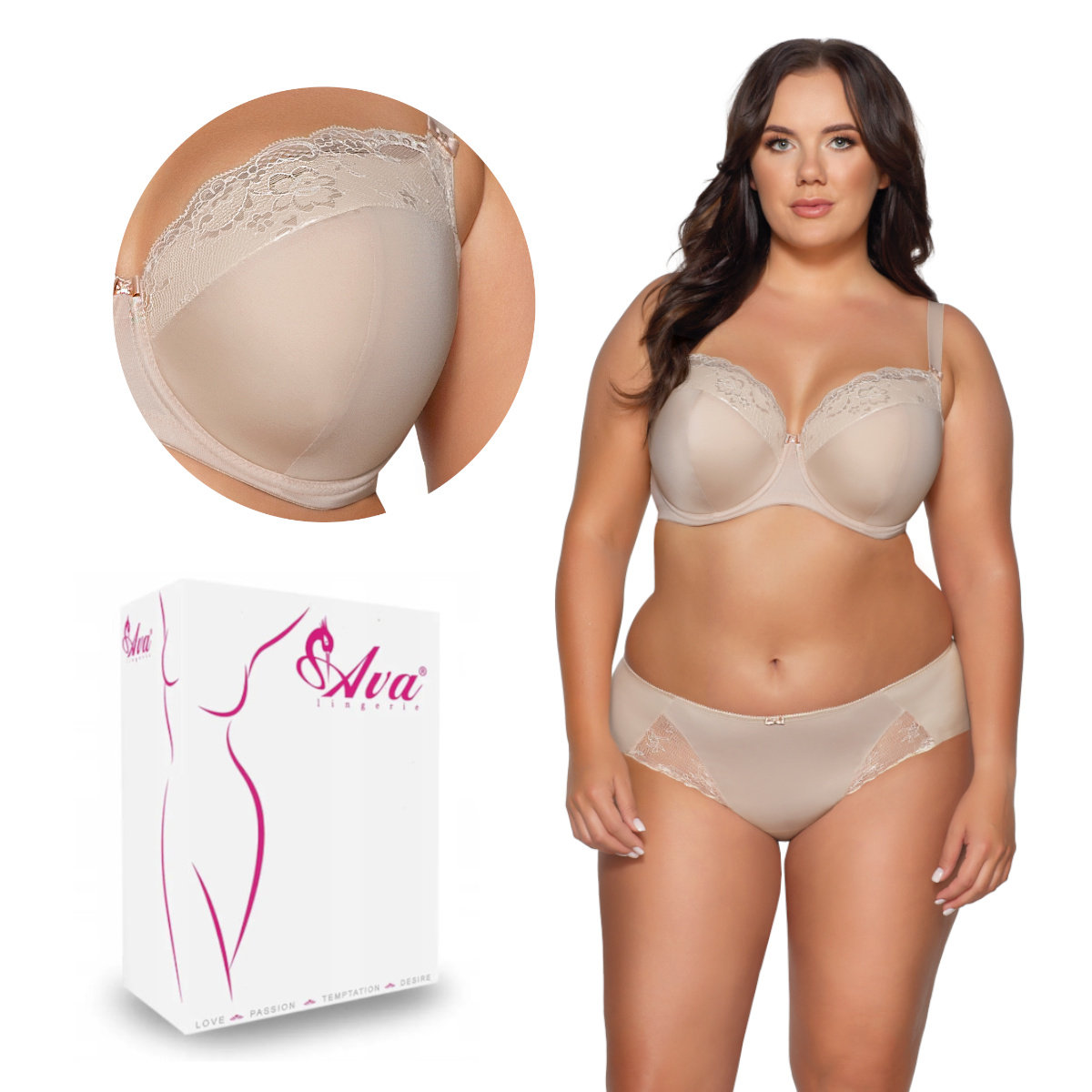 Biustonosz Full Cup AV 2112 usztywniany beżowy 65H - AVA | Moda Sklep EMPIK.COM