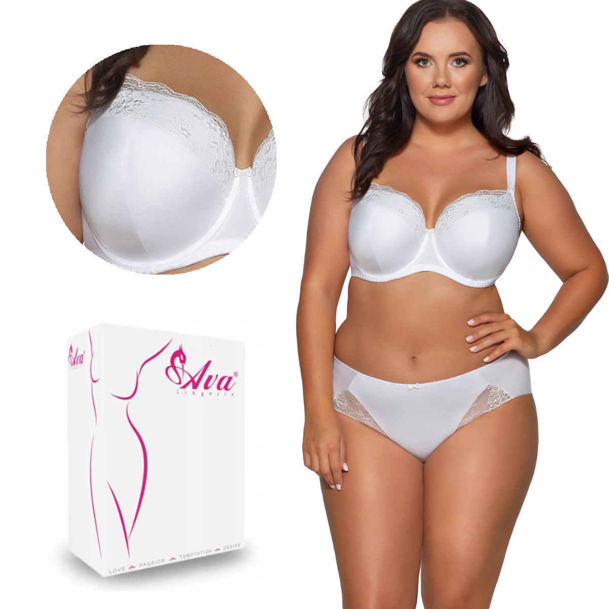 Biustonosz Full Cup AV 2112 usztywniany biały 90B - AVA | Moda Sklep EMPIK.COM