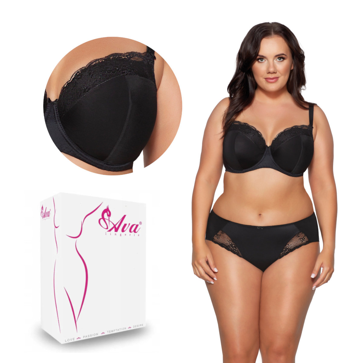 Biustonosz Full Cup AV 2112 usztywniany czarny 95B - AVA | Moda Sklep EMPIK.COM