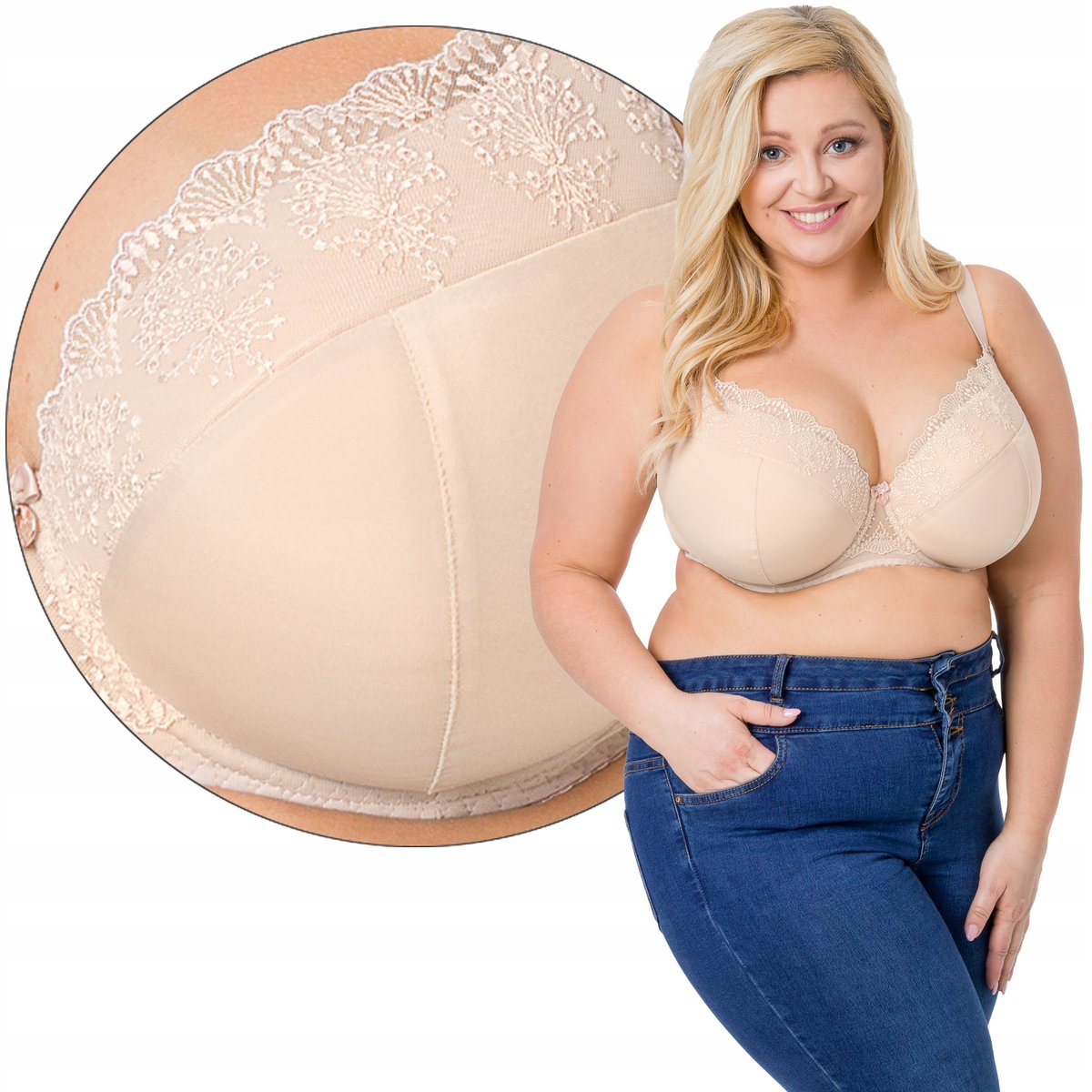 Biustonosz FULL-CUP AVA 1924 gładki beżowy 80F - Inna marka | Moda Sklep EMPIK.COM