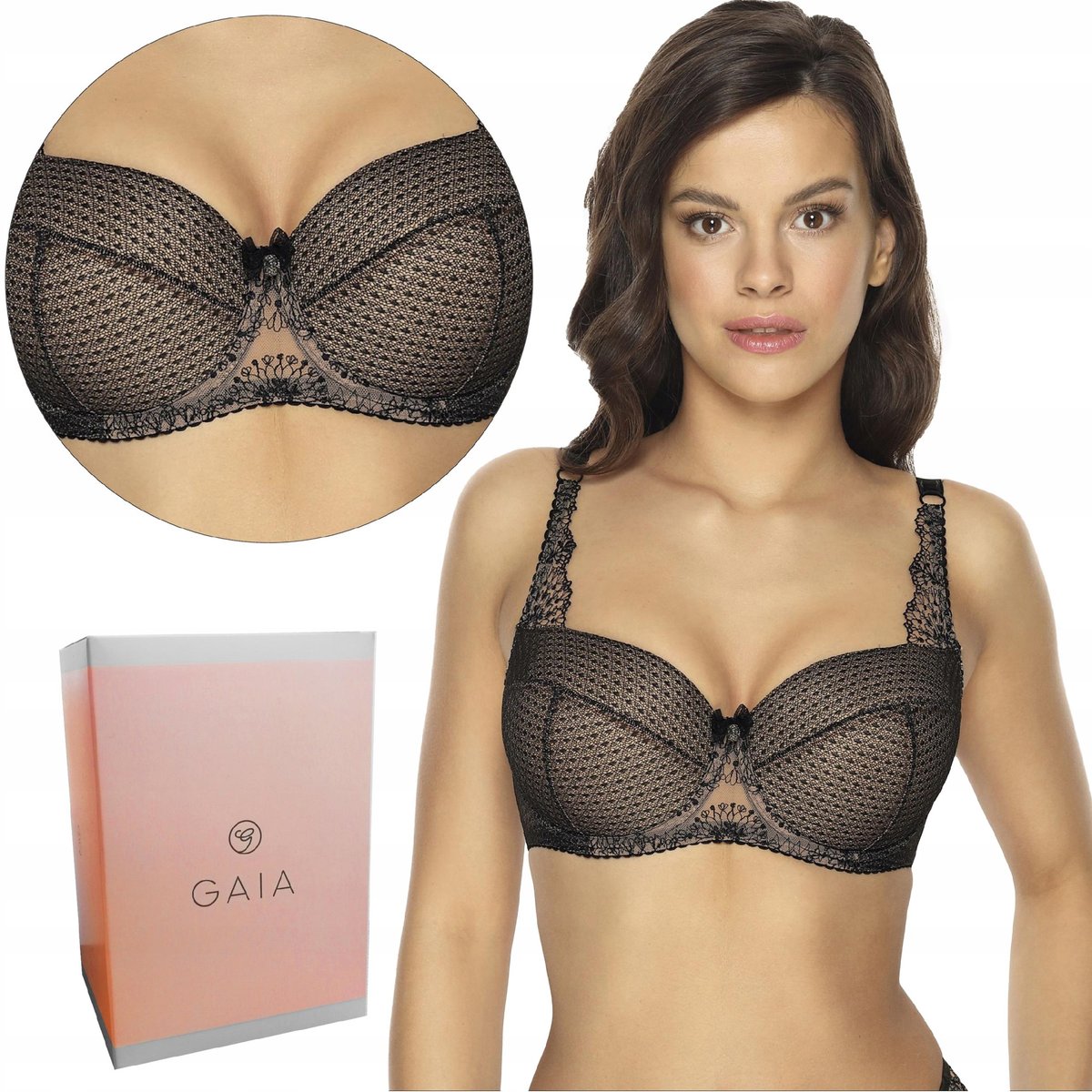 Biustonosz Full Cup Gaia 1054 Demi, Cz. Beż, 80G - GAIA | Moda Sklep EMPIK.COM