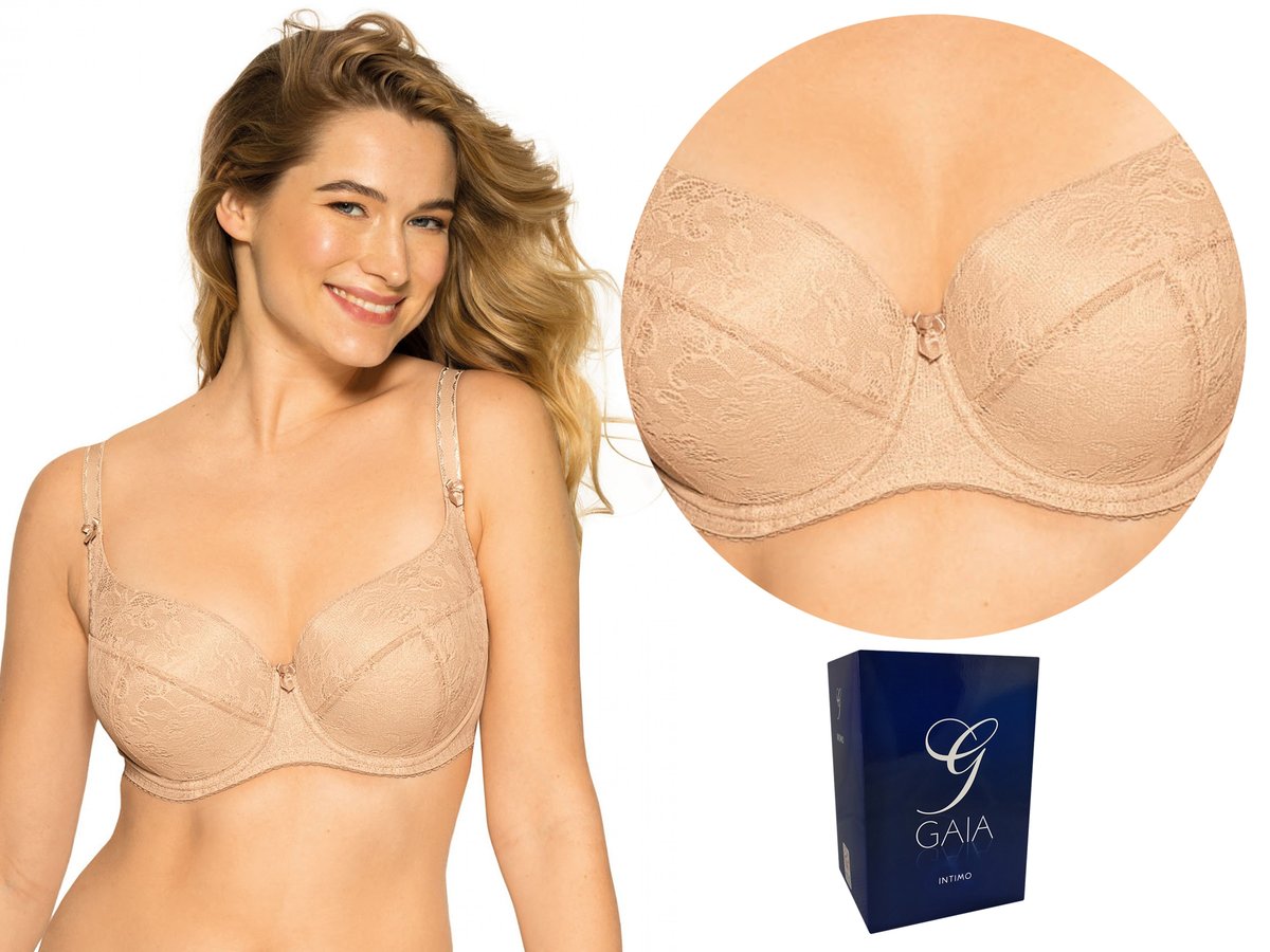 Biustonosz Full Cup, Gaia Micaela 758, Beżowy, 85C - GAIA | Moda Sklep EMPIK.COM