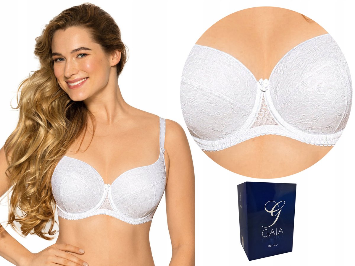 Biustonosz Full Cup, Gaia Micaela 758, Biały, 75G - GAIA | Moda Sklep EMPIK.COM