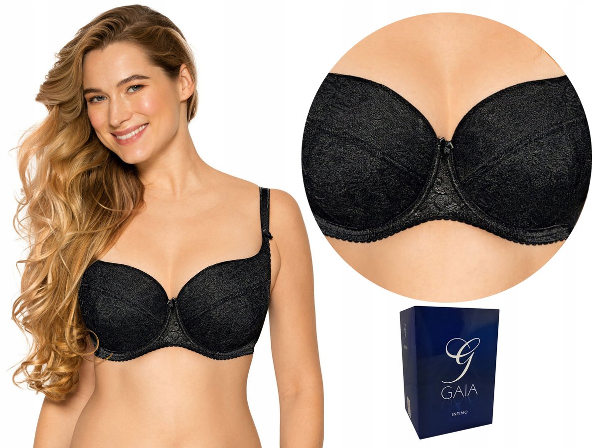 Biustonosz Full Cup, Gaia Micaela 758, Czarny, 85D - GAIA | Moda Sklep EMPIK.COM