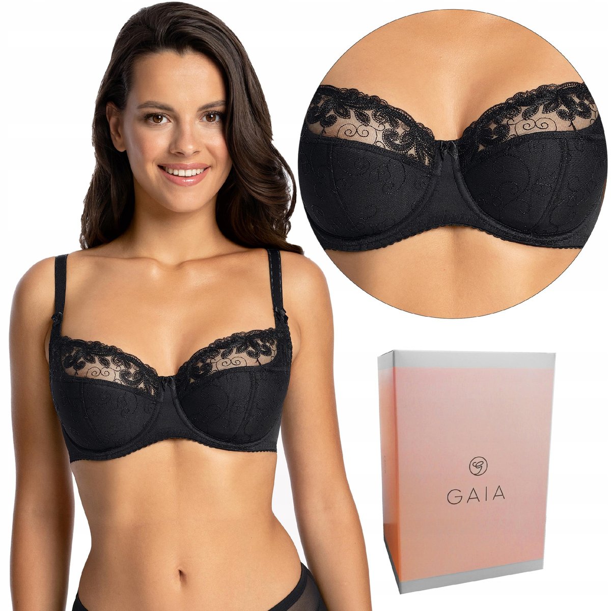 Biustonosz Gaia 899 Goldie Maxi, Czarny, 105F - GAIA | Moda Sklep EMPIK.COM