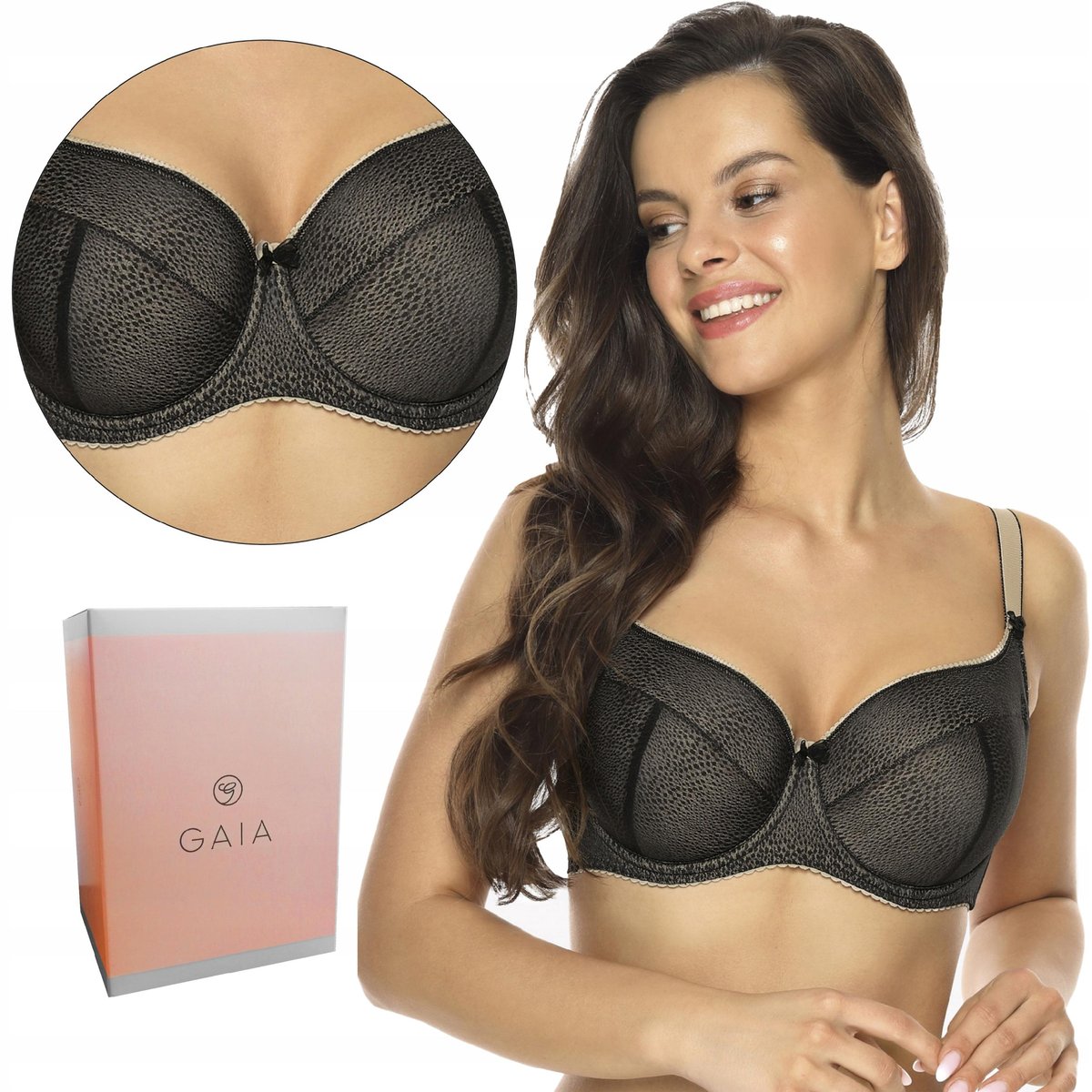 Biustonosz Gaia Full Cup Danielle 1060, Czarny 75G - GAIA | Moda Sklep EMPIK.COM