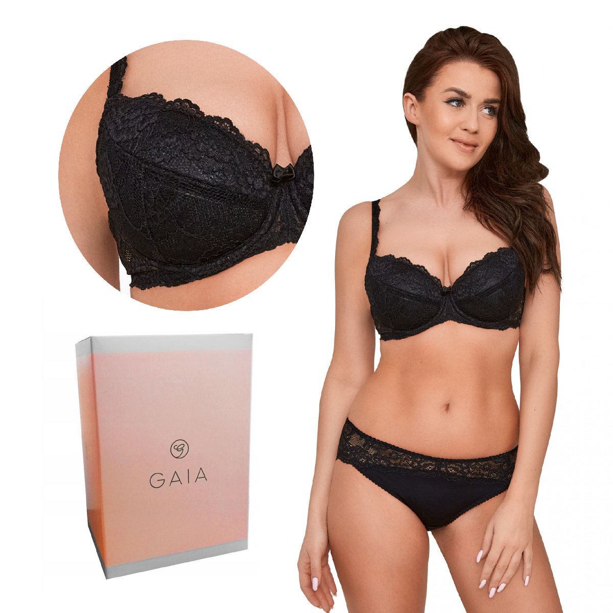 Biustonosz GAIA Push Up Kasjana 1161 czarny 90B - GAIA | Moda Sklep EMPIK.COM