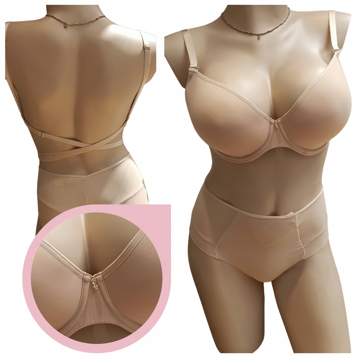 Biustonosz Lemax Leila Plunge bez pleców beż 80C - Lemax | Moda Sklep EMPIK.COM