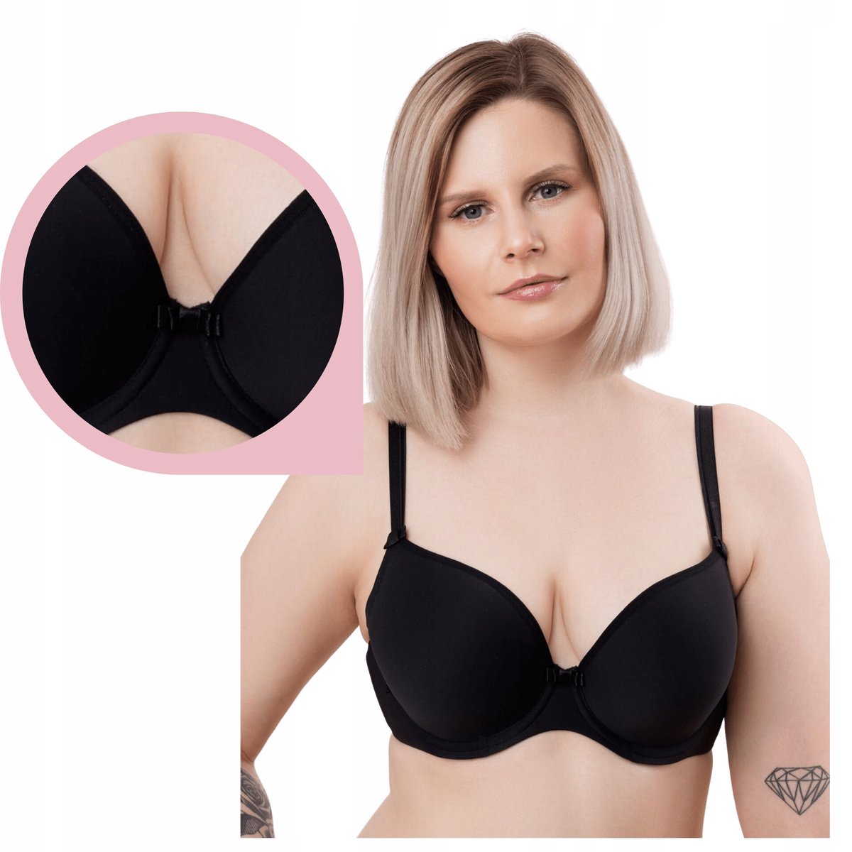 Biustonosz Lemax Leila usztywniany czarny gładki stanik plunge - 80F - Lemax | Moda Sklep EMPIK.COM