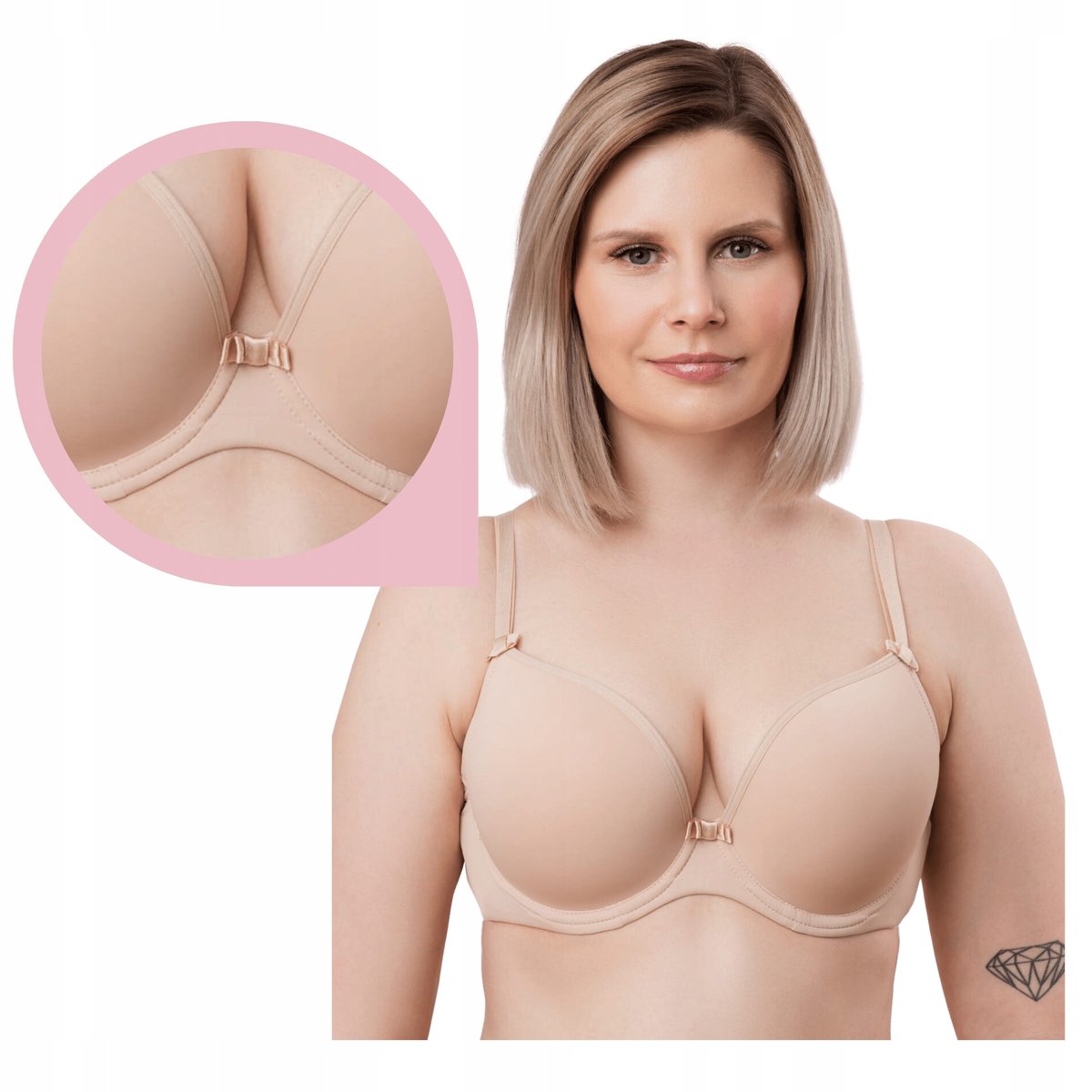 Biustonosz Lemax Leila usztywniany plunge beż 80C - Lemax | Moda Sklep EMPIK.COM