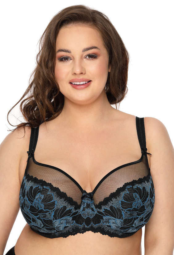 Biustonosz miękki czarno-niebieski Angel M-3329/2-65G - MAT Lingerie | Moda Sklep EMPIK.COM