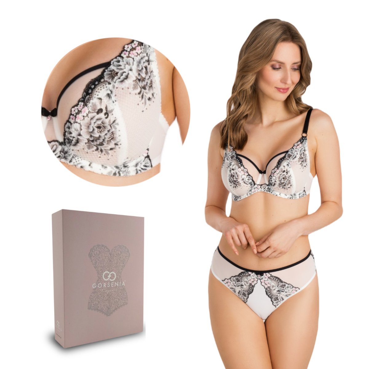 Biustonosz miękki na drutach K840 Gorsenia BLACK-WHITE czarny biały 95D - Gorsenia | Moda Sklep ...