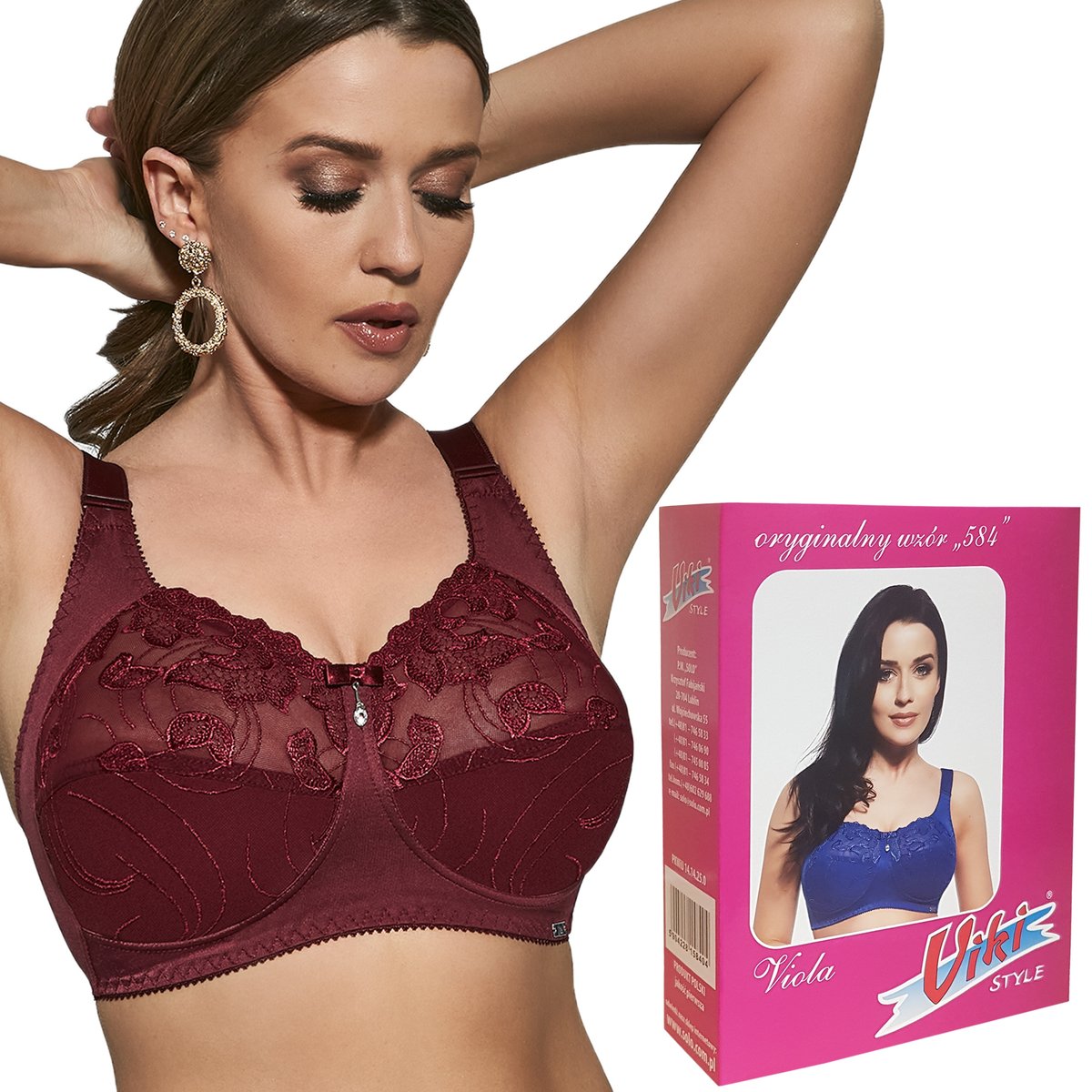 Biustonosz Miękki Viki 584 Viola Bordowy 80E - Inna marka | Moda Sklep EMPIK.COM