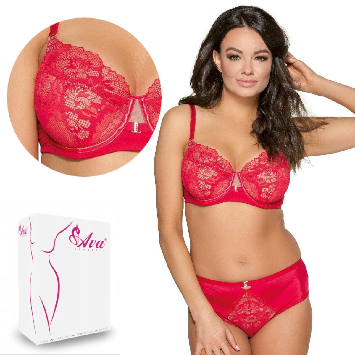 Biustonosz Semi-Soft Av 1937 Półusztywniany Czerwony 85H - AVA | Moda Sklep EMPIK.COM