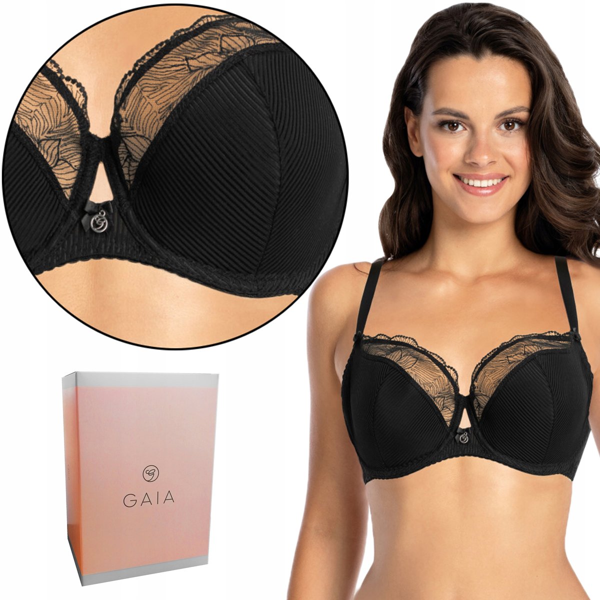 Biustonosz Semi-Soft Gaia 1059 Ursula Czarny 80H - GAIA | Moda Sklep EMPIK.COM