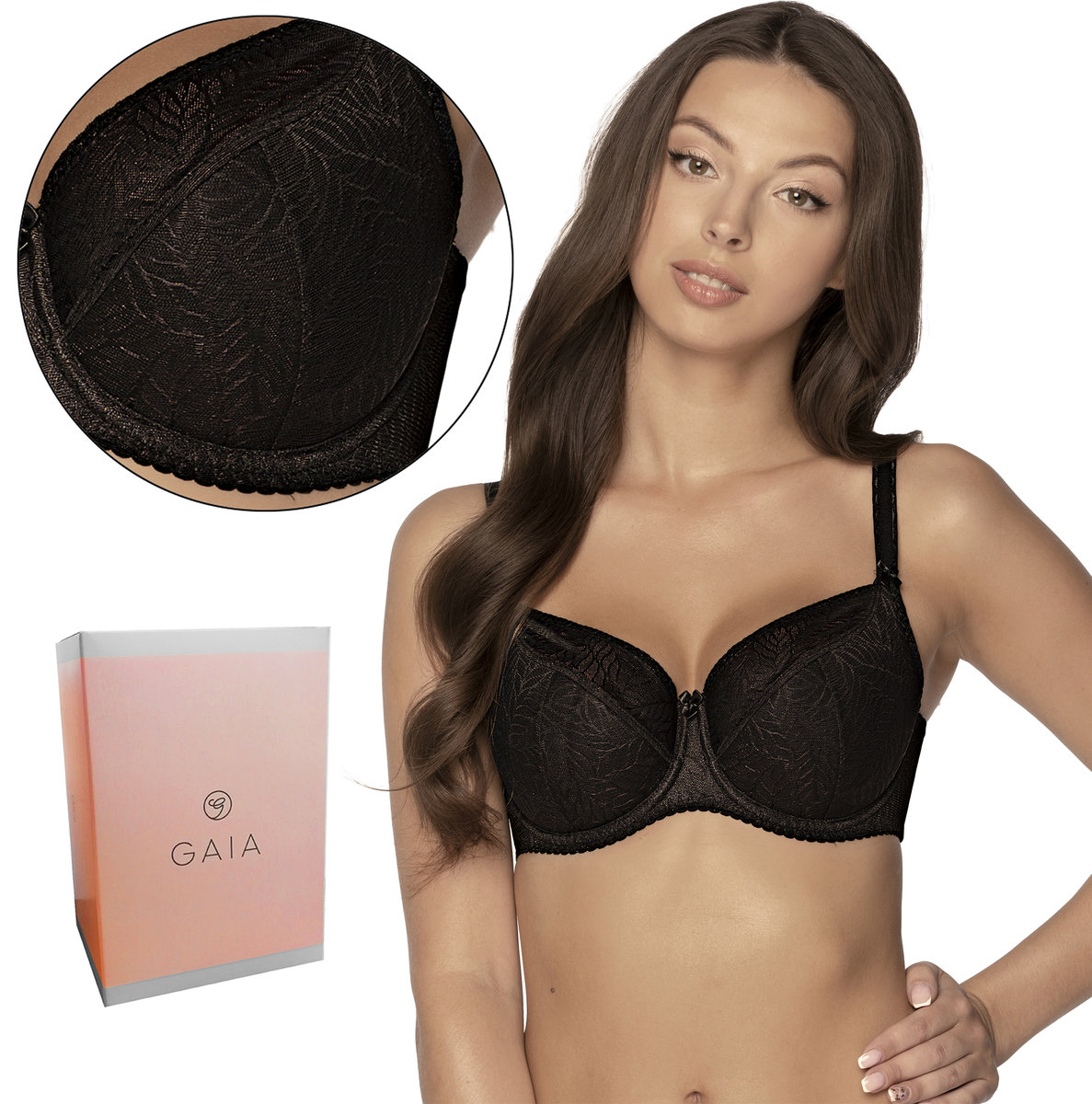 Biustonosz Semisoft Gaia 594 Sandy Czarny Cz2, 80D - GAIA | Moda Sklep EMPIK.COM