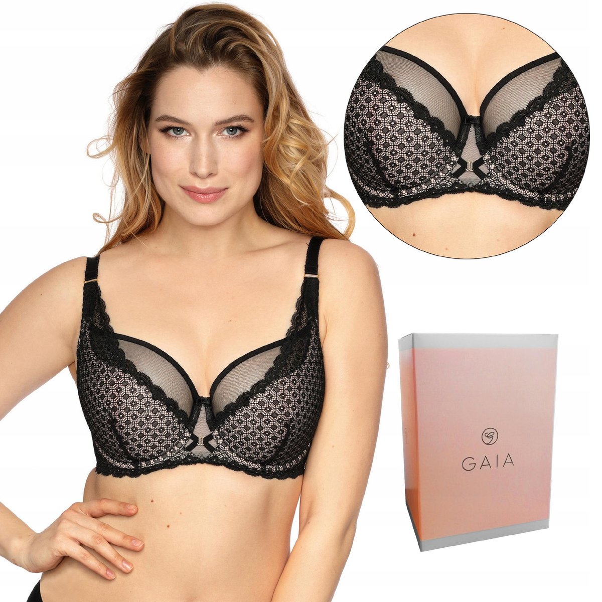 Biustonosz Semisoft Gaia 876 Carrie, Czarny 80G - GAIA | Moda Sklep EMPIK.COM