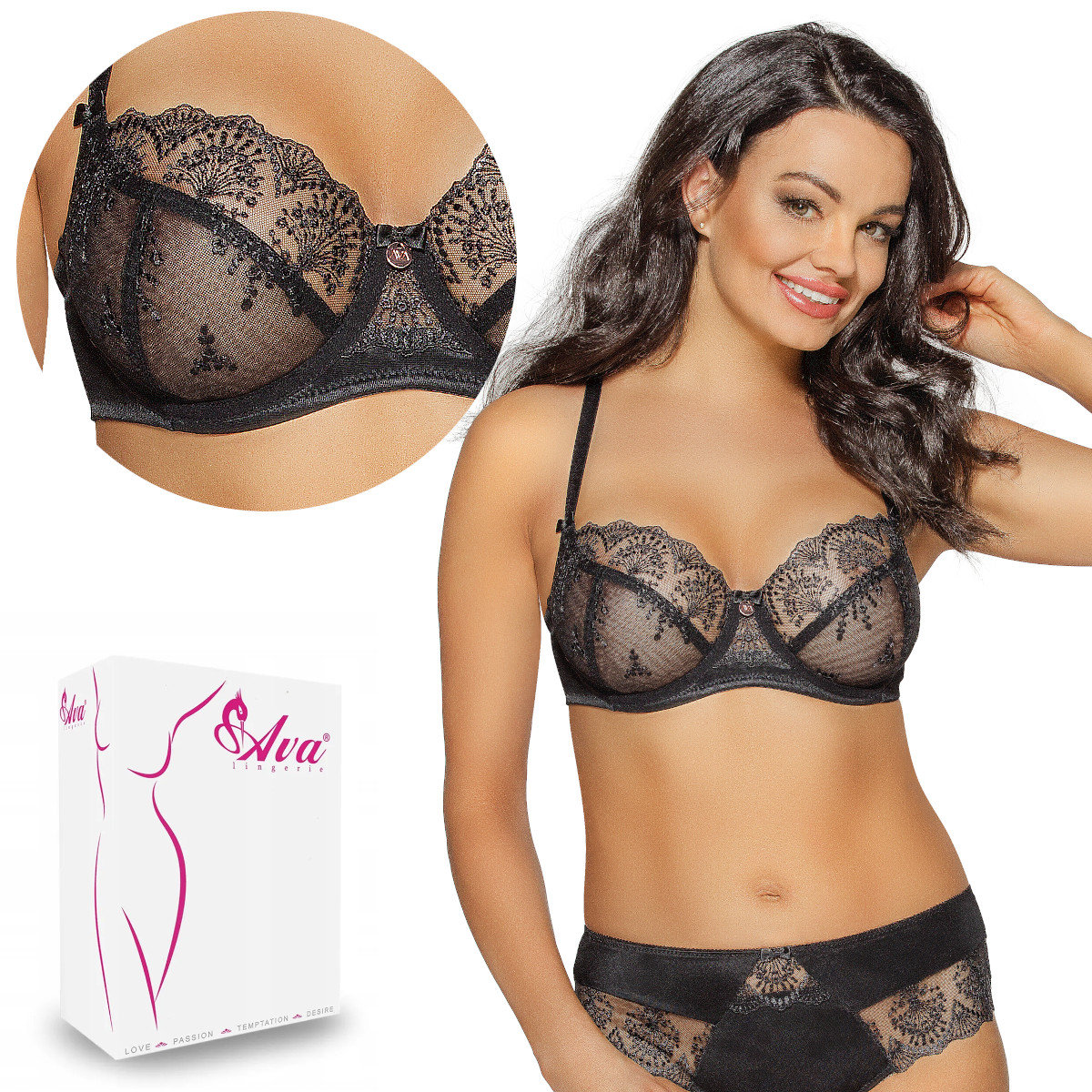 Biustonosz Soft AV 2024 miękki czarny 80C - AVA | Moda Sklep EMPIK.COM