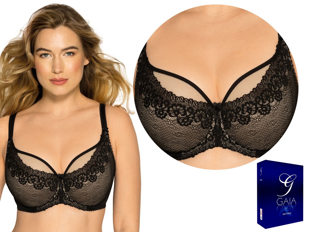 Biustonosz Soft Gaia 917 Maria, Czarny Welwet, 80C - GAIA | Moda Sklep EMPIK.COM
