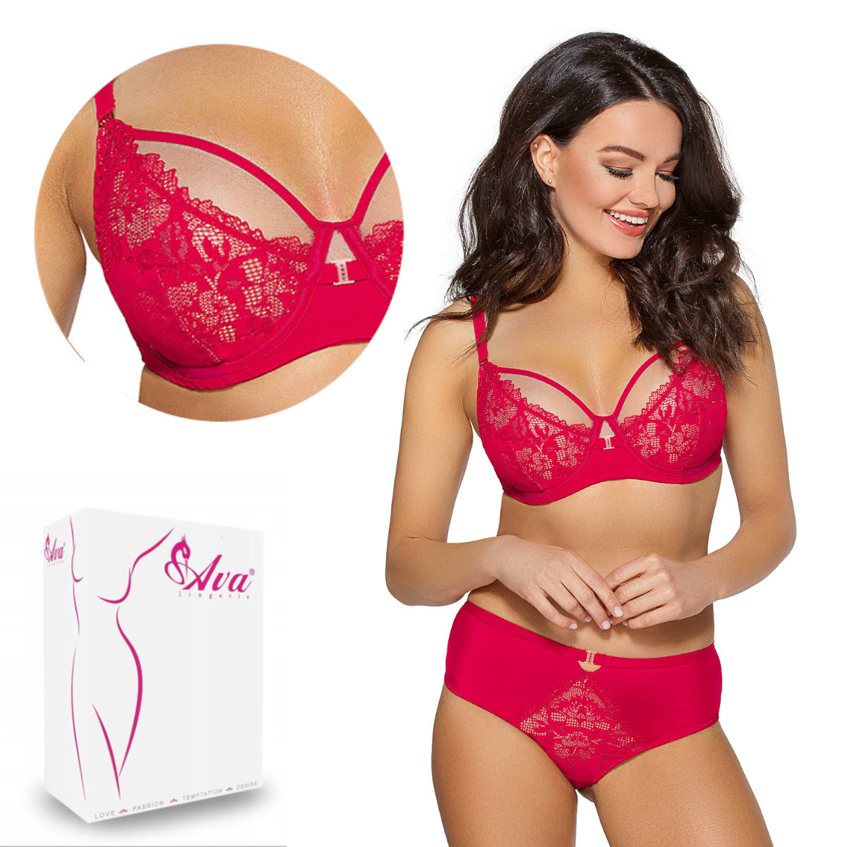 Biustonosz Soft Side Support AV 1938 miękki czerwony 70J - AVA | Moda Sklep EMPIK.COM