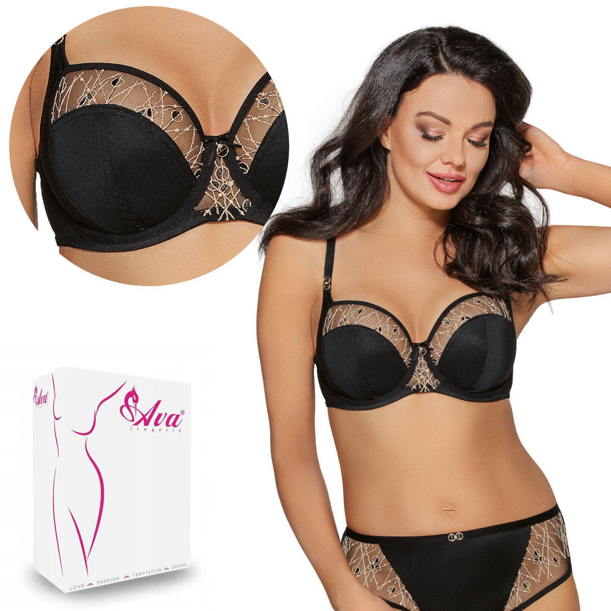 Biustonosz Soft Side Support AV 2022 miękki czarny 75E - AVA | Moda Sklep EMPIK.COM